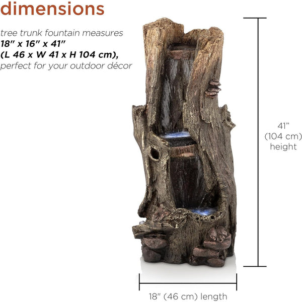 Rainforest Waterfall Tree Trunk Fountain w/LED Lights - Moss & Embers ...